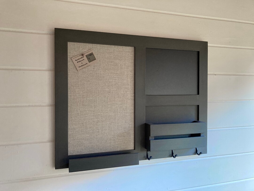 Handcrafted Graphite Black Framed Noticeboard: Linen Pinboard ...