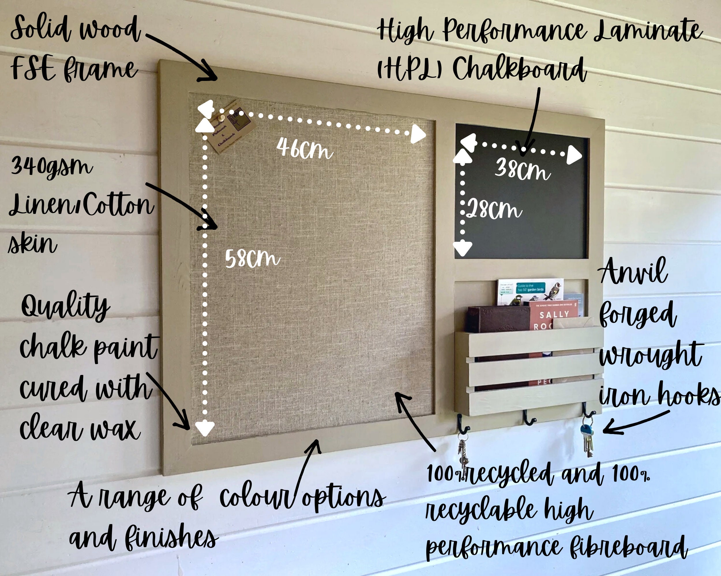 Extra Large Noticeboard Blue Pinboard Chalkboard Hooks Letter - Etsy UK