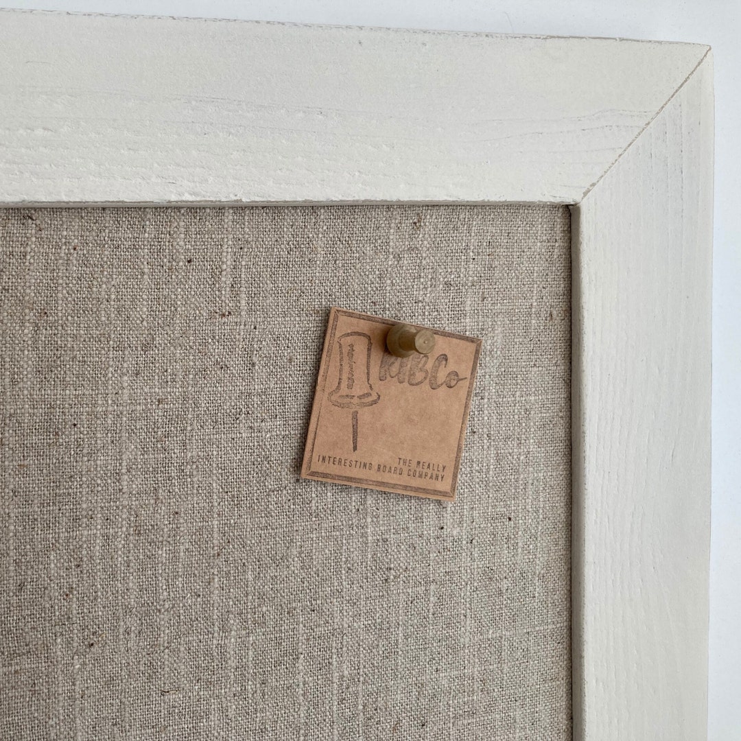 Handmade Linen Pinboard: Aged White Frame, FSC Wood Noticeboard - Etsy UK
