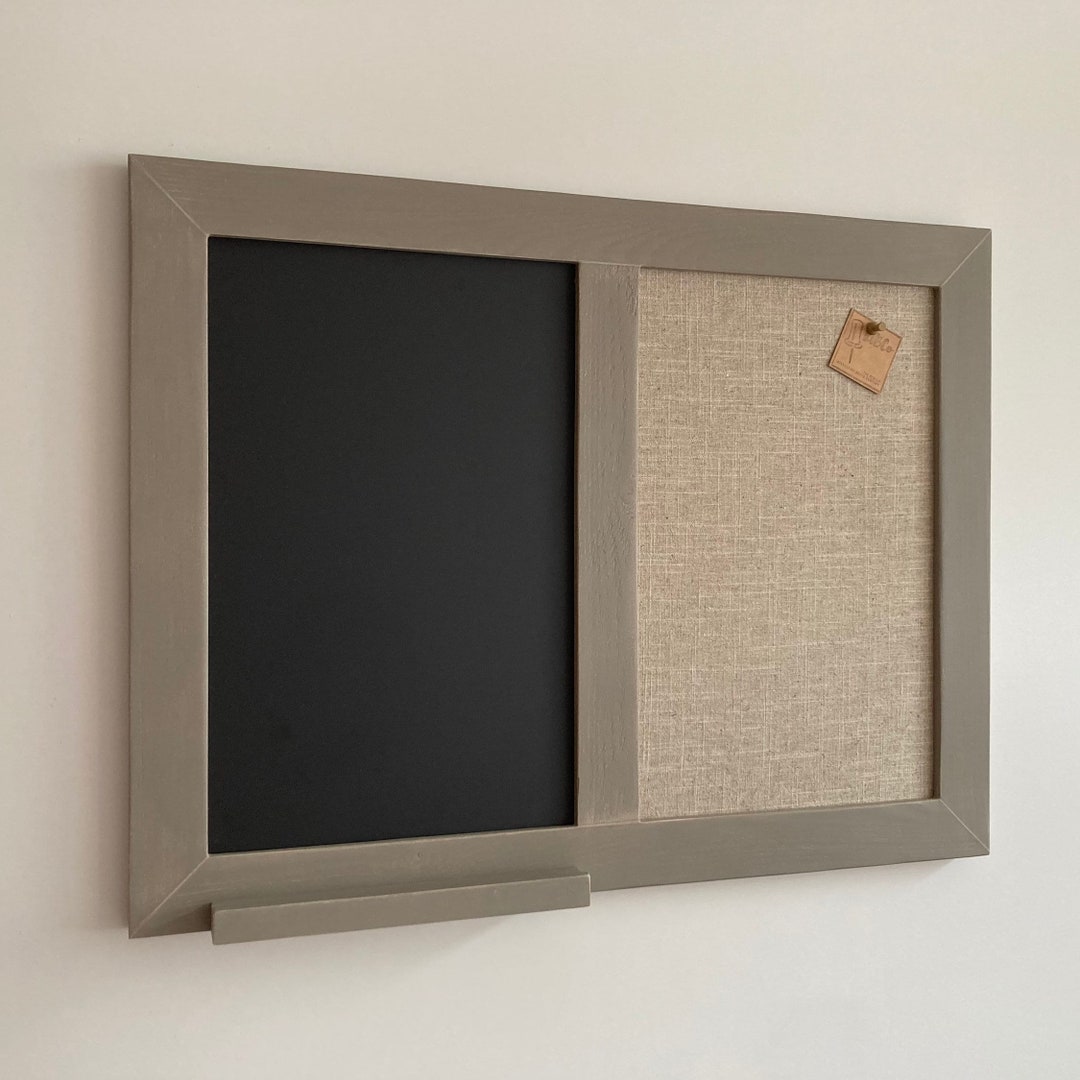 Chalkboard Pinboard With Chalk Holder / Fabric Noticeboard Blackboard ...