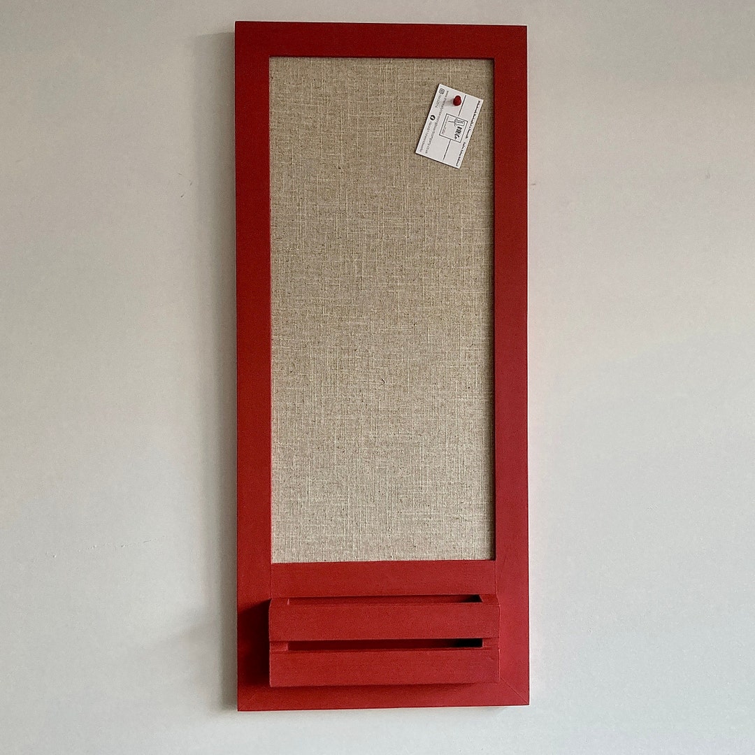 Handmade Red Noticeboard With Letter Holder: FSC Wood Pinboard - Etsy UK