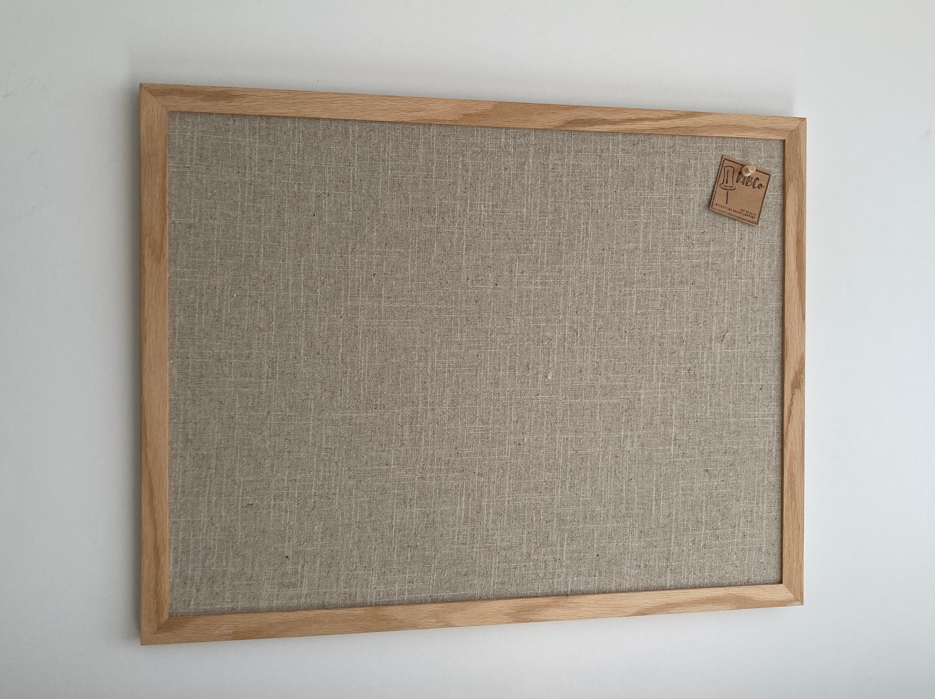 Oak Framed Fabric Pinboard | Finished With Wax | Narrow Framed Pin ...