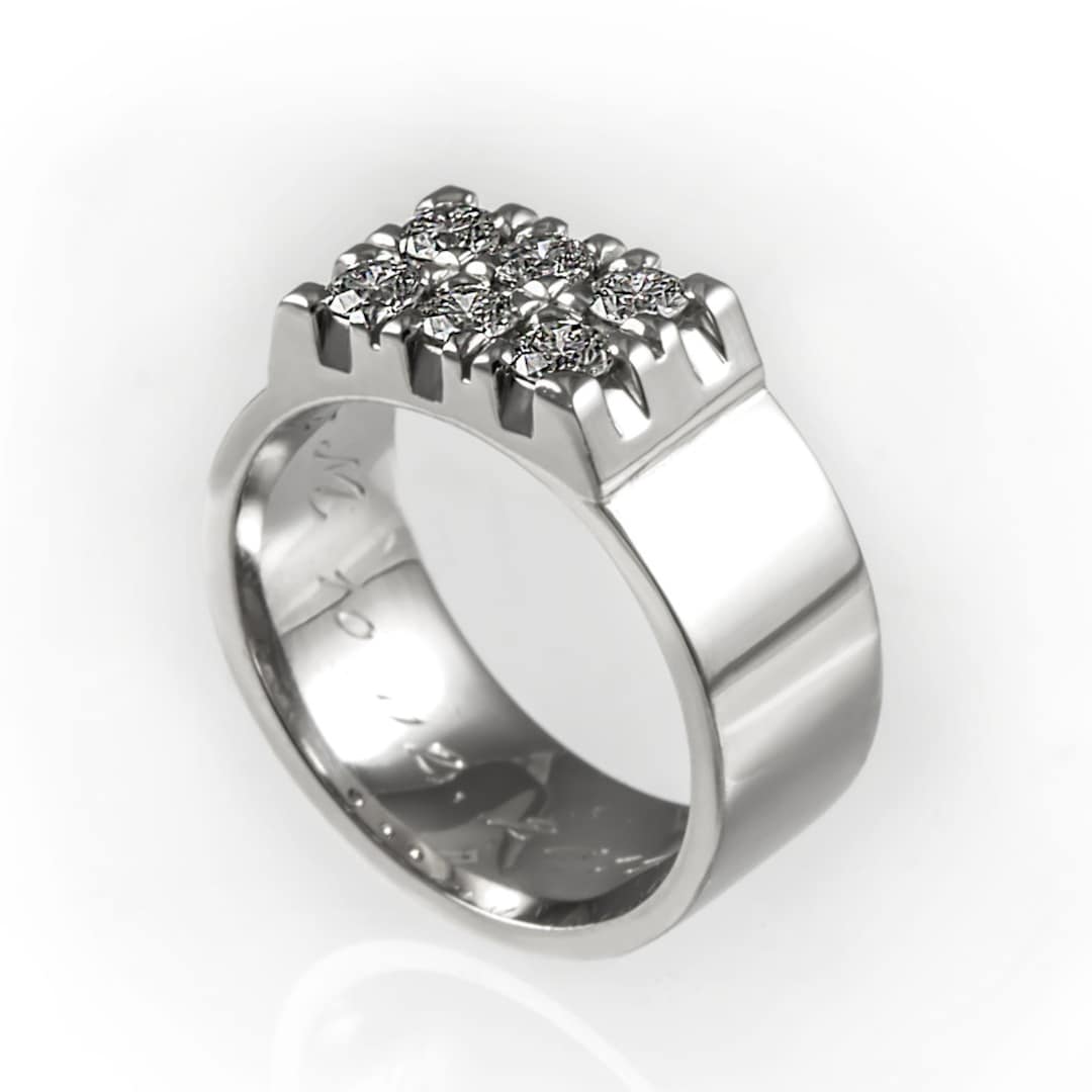 Wide Diamond Wedding Band, Unique Wedding Ring, Diamond Wedding Ring ...