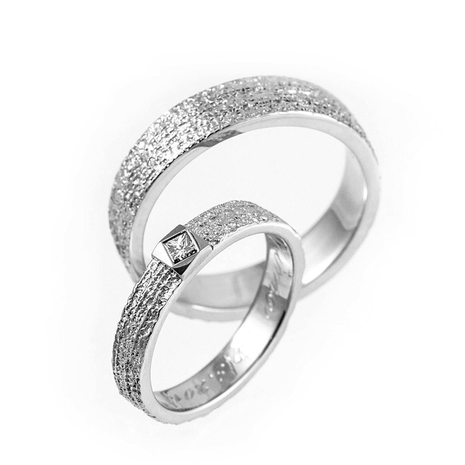 Matching Wedding Bands Wedding Ring Set Unique Wedding - Etsy