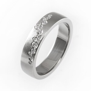Unique Diamond Wedding Band, Flush Set Diamond Ring, Simple ...