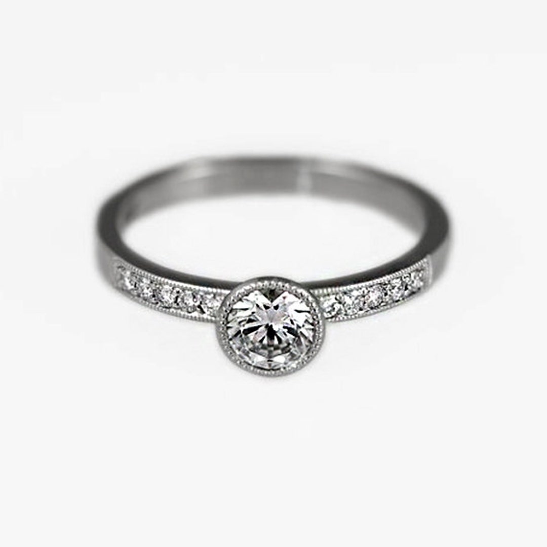 Dainty Engagement, Simple Bezel Ring, Colorless Engagement, Diamond ...