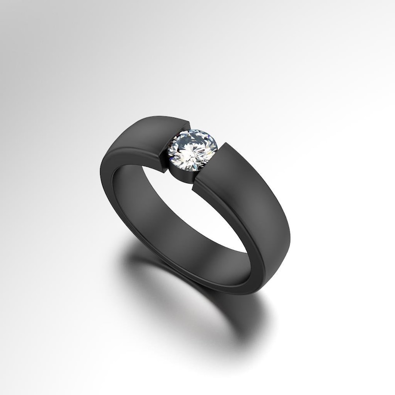 Black Engagement Ring Black Diamond Ring Modern Black Ring - Etsy