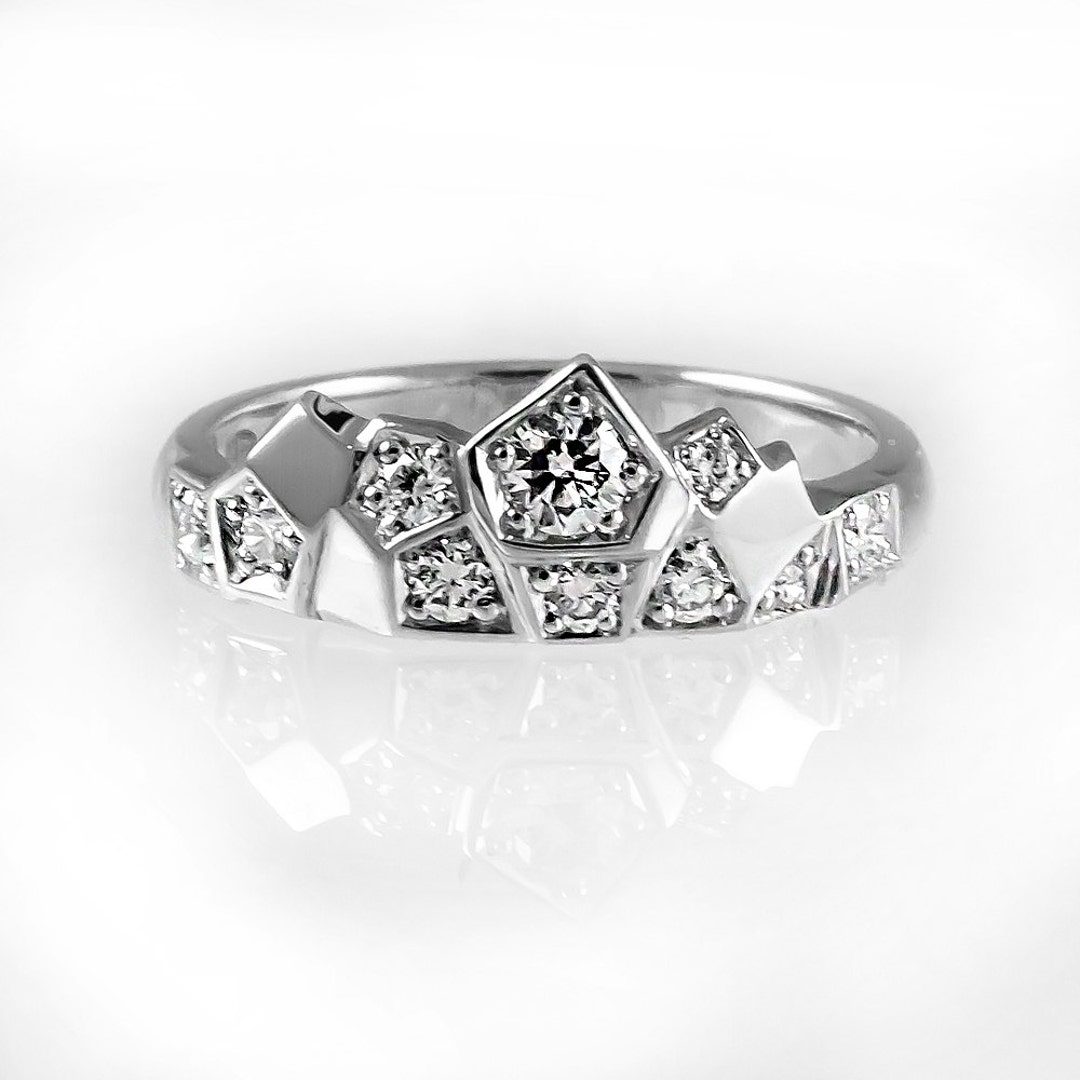 Unique Engagement Ring, Crown Engagement Ring, Modern Wedding Ring ...