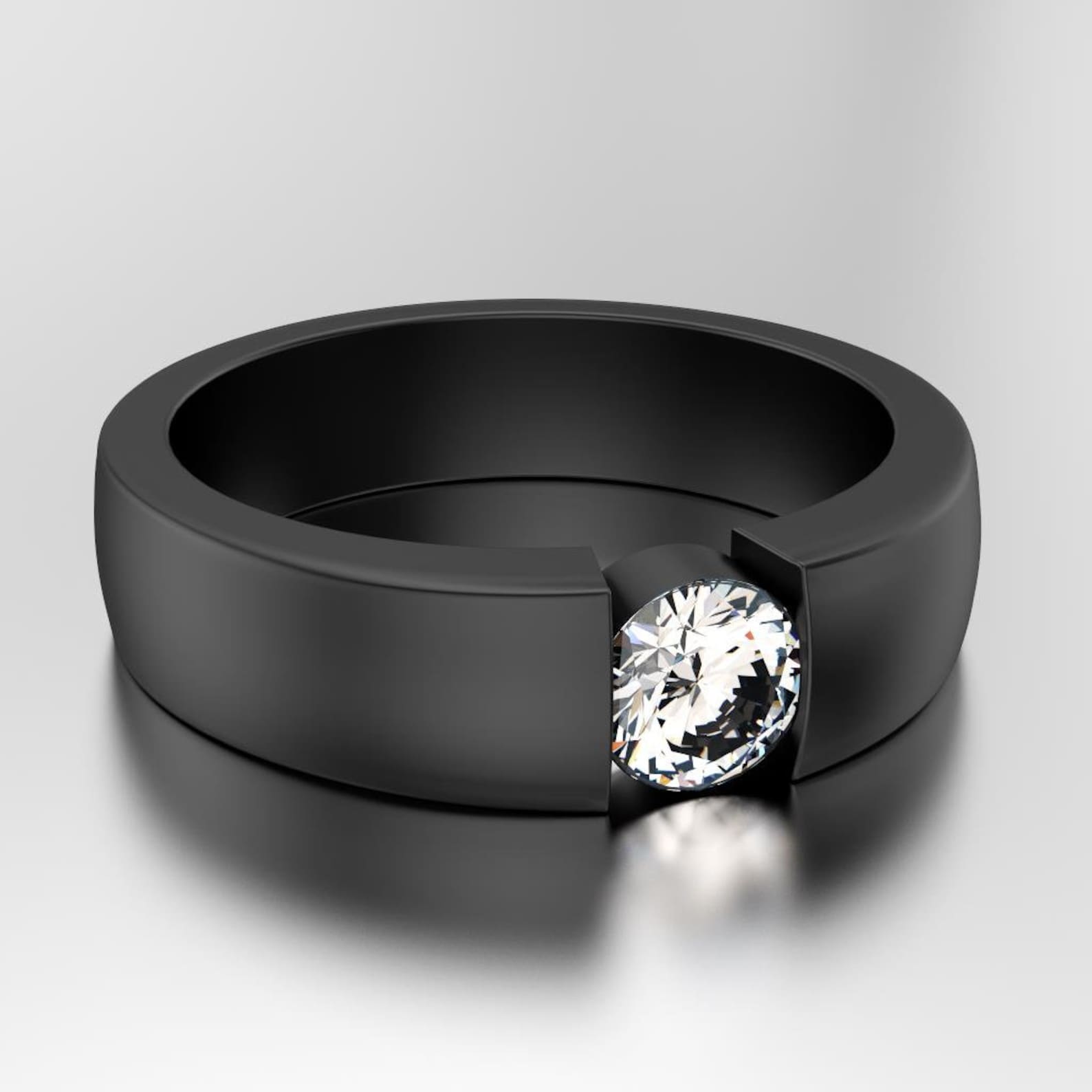 Black Engagement Ring Black Diamond Ring Modern Black Ring - Etsy