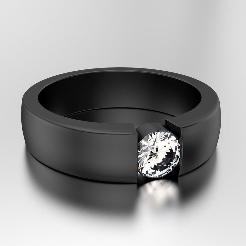 Black Engagement Ring Black Diamond Ring Modern Black Ring - Etsy