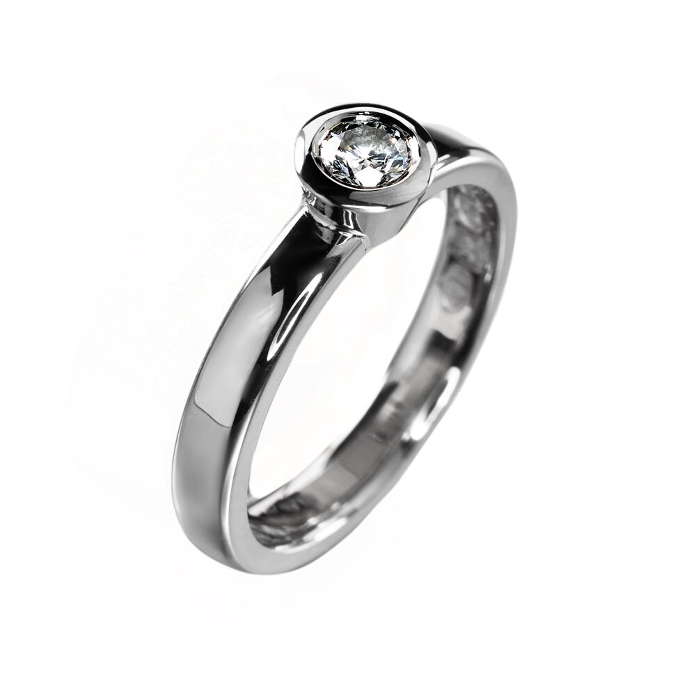 Bezel Set Engagement, Simple Diamond Ring, Her Minimalist Ring, Classic ...