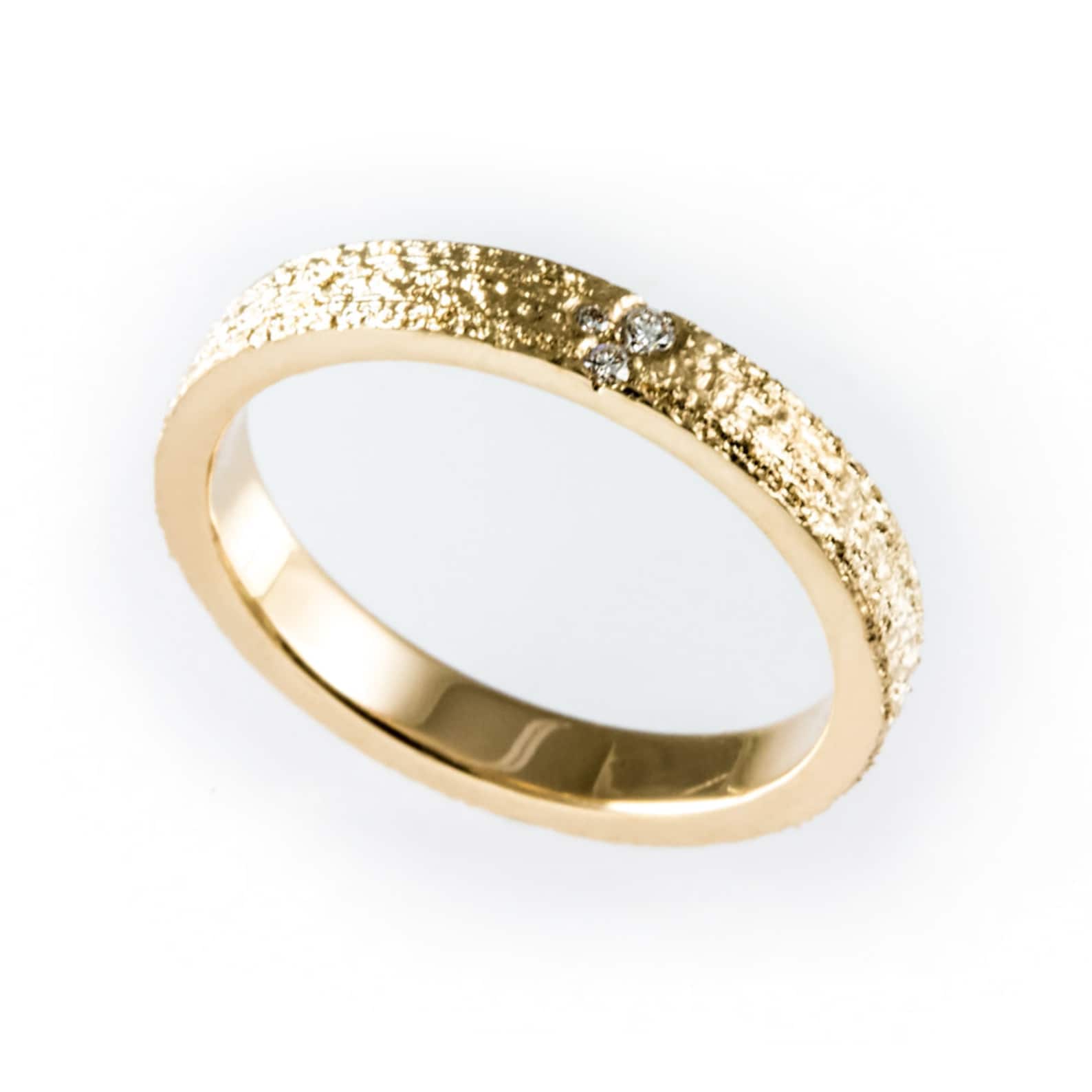 Unique Yellow Gold Engagement Ring Textured Wedding Band - Etsy