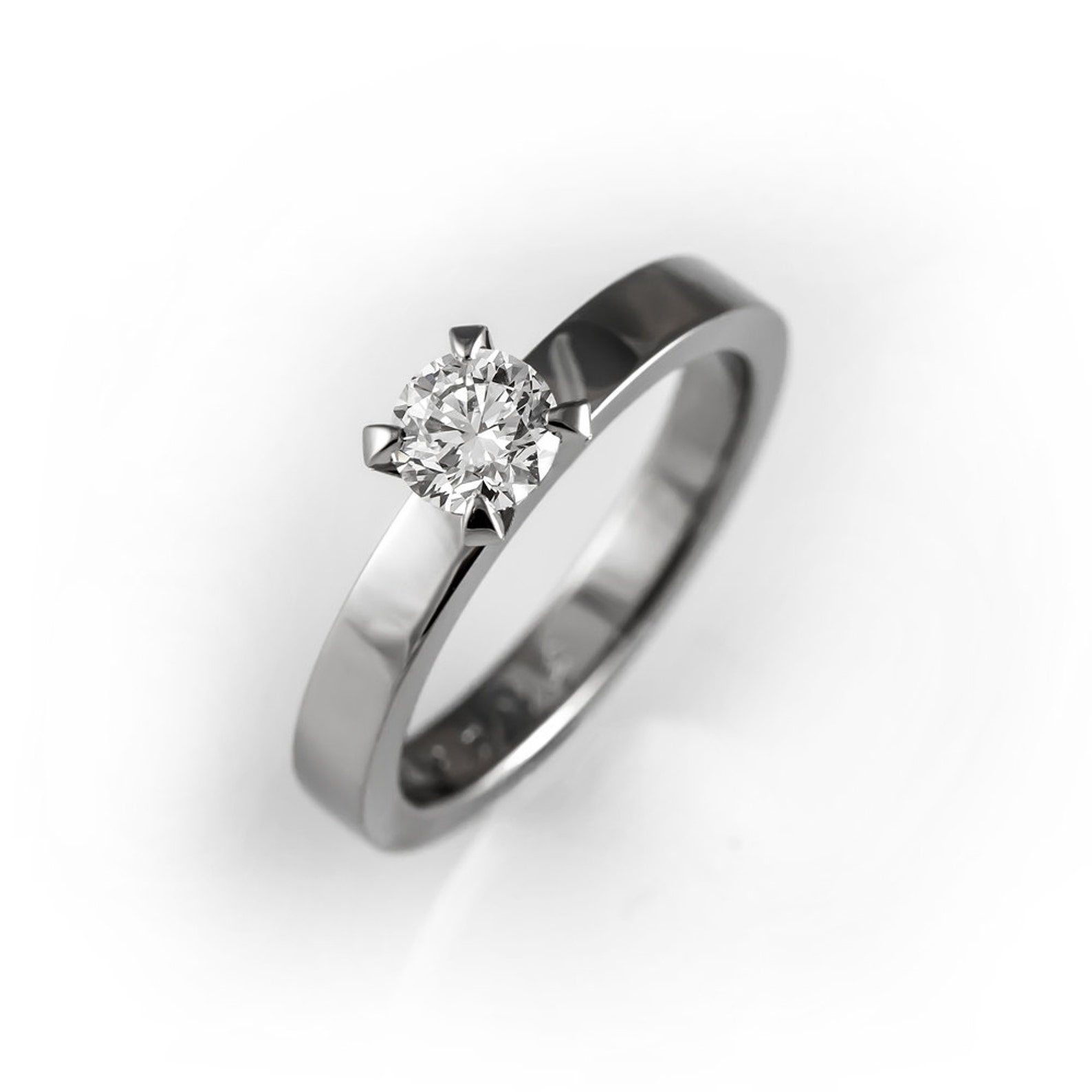Modern Diamond Engagement Ring Simple Diamond Wedding Ring - Etsy