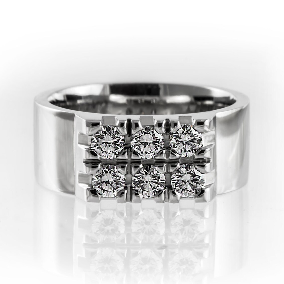 Wide Diamond Wedding Band Unique Wedding Ring Diamond - Etsy