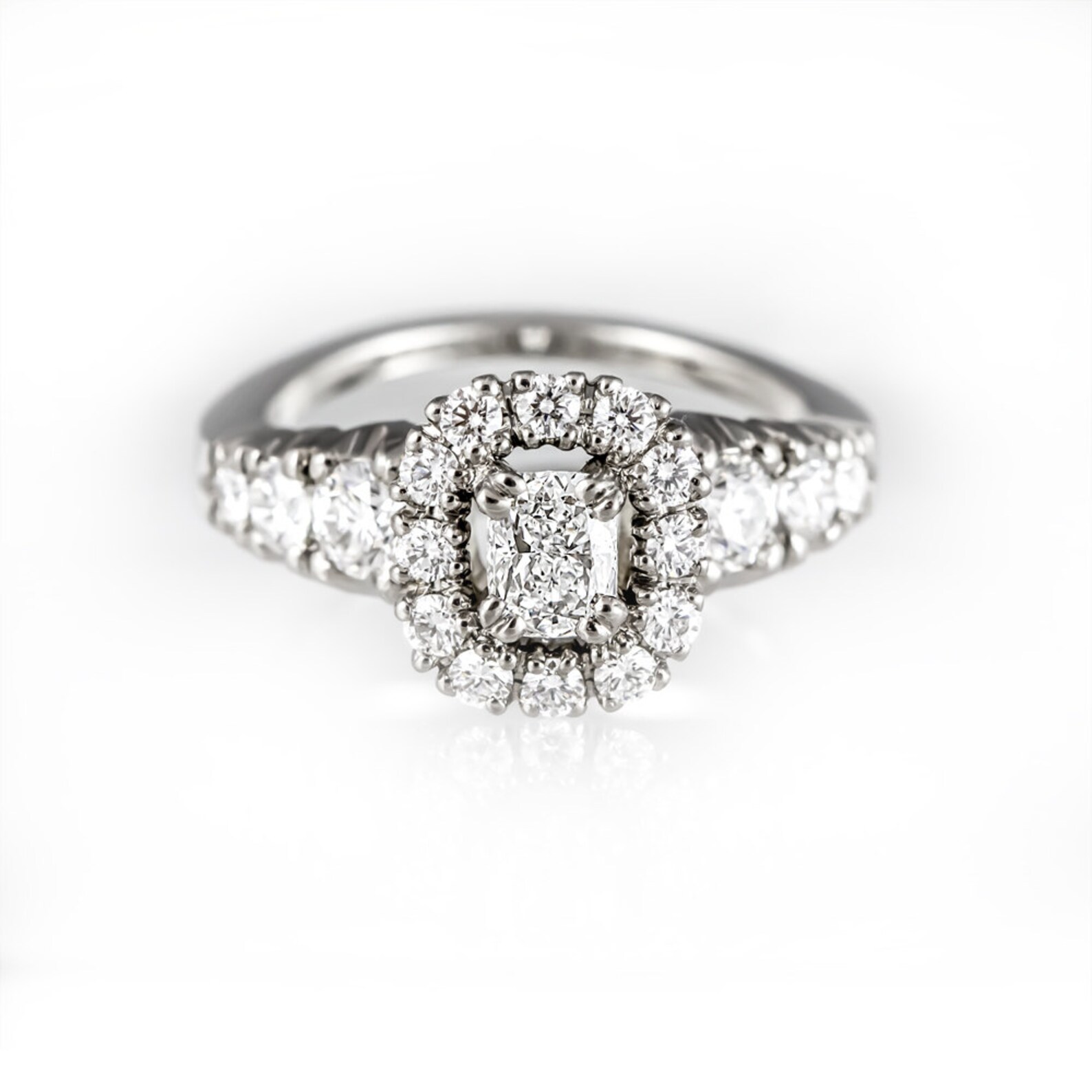 Unique diamond engagement ring 18K white gold handmade | Etsy