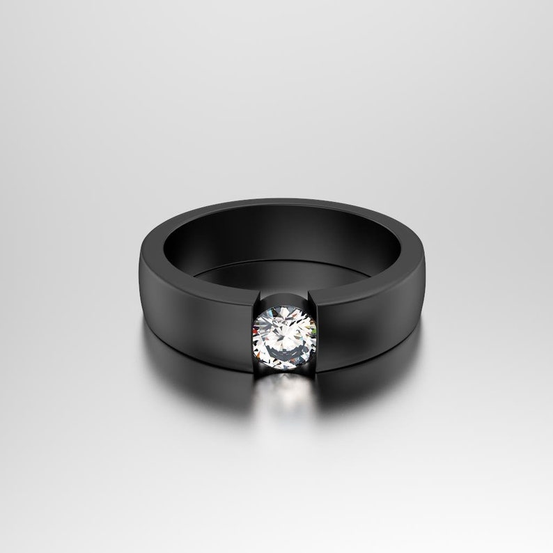 Black Diamond Ring Mens Engagement Ring Men's Black - Etsy