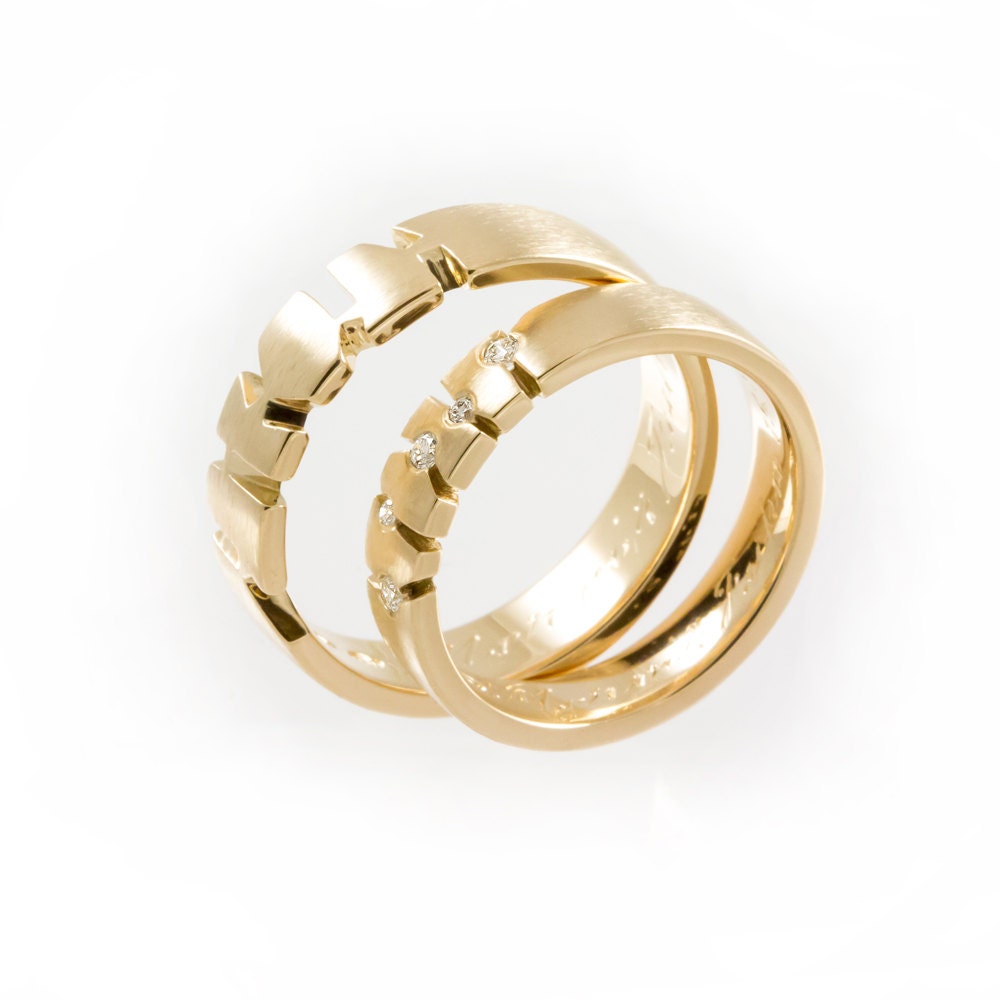 Matching Wedding Bands Unique Matching Wedding Bands Wedding | Etsy