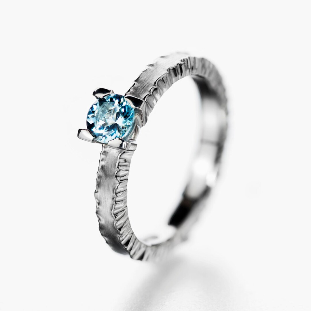 Boho Blue Stone Ring, Aquamarine Engagement, Blue Set Engagement ...