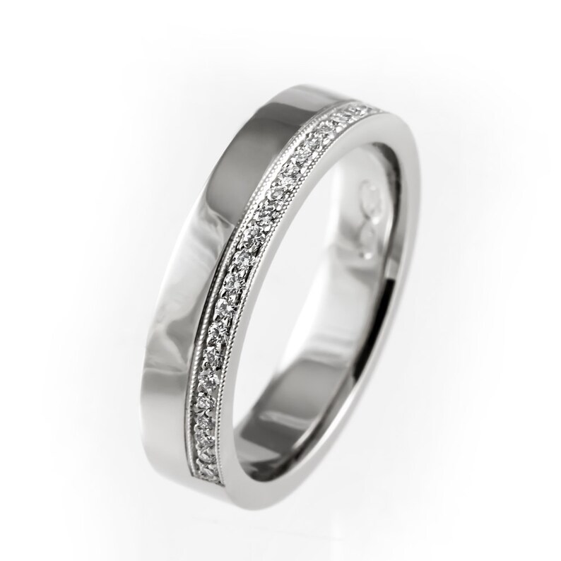 Unique White Gold Wedding Band Double Wedding Band Diamond - Etsy