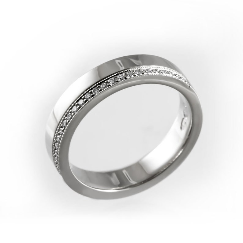 Unique White Gold Wedding Band Double Wedding Band Diamond - Etsy