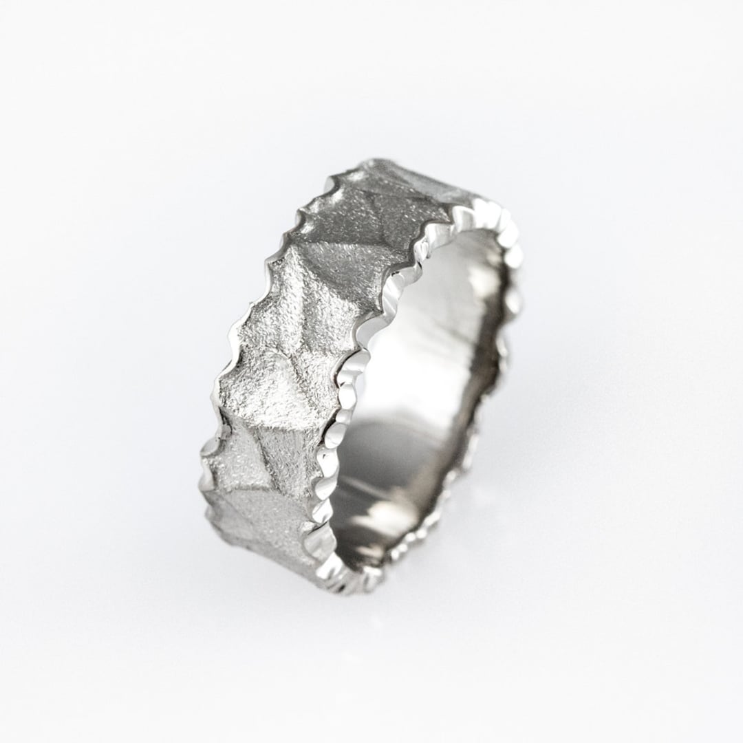 Men's Alternative Wedding Ring, Men's White Gold Wedding Band, Strong ...