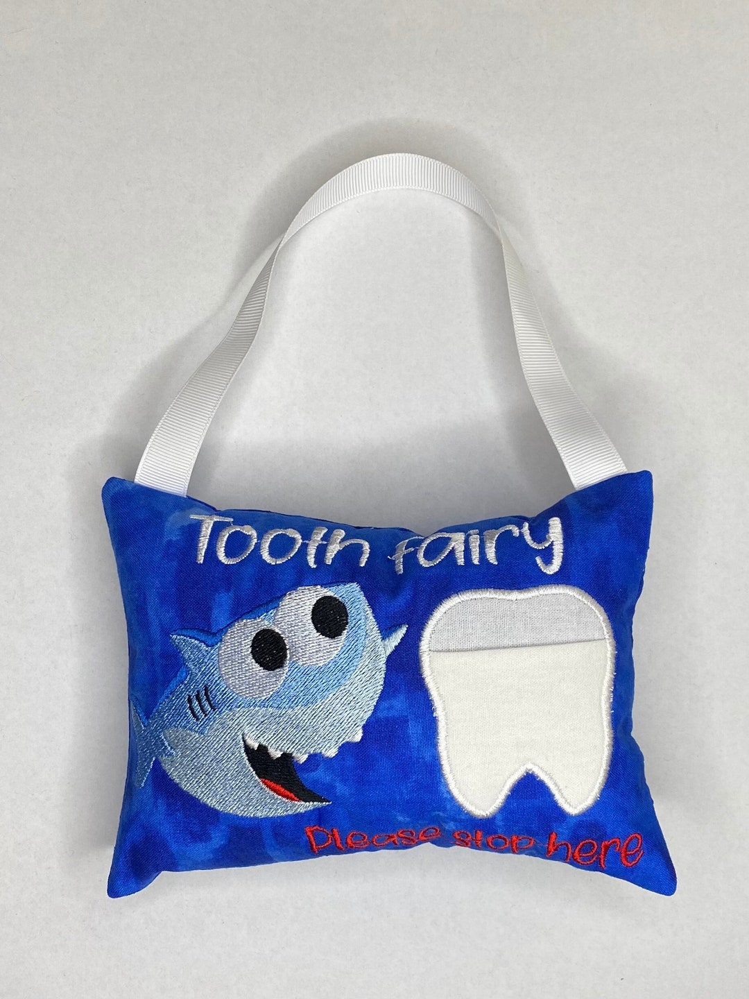Tooth Fairy Pillow Baby Shark Lost Teeth Front Pocket Boy Gift - Etsy