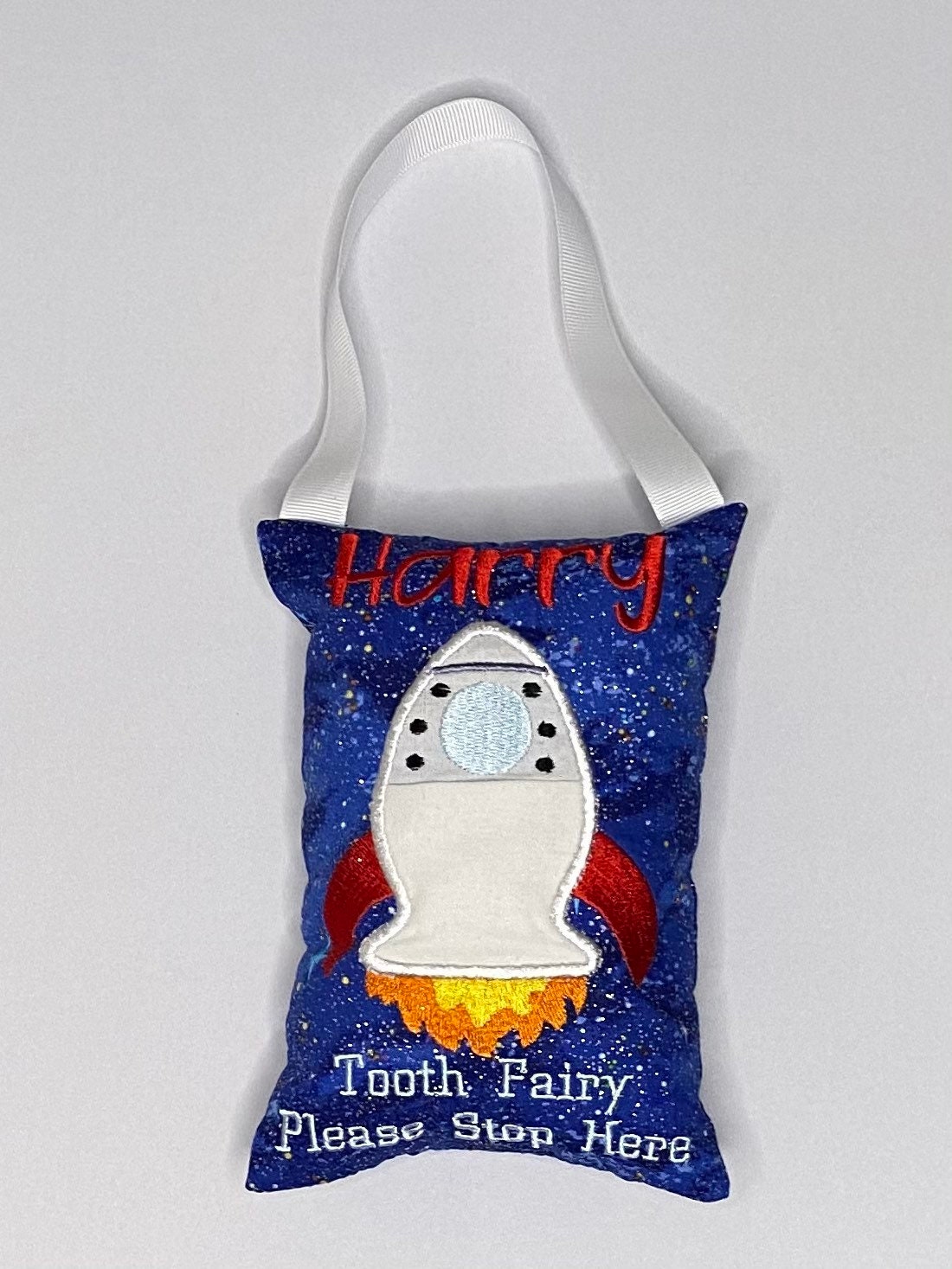 Personalised Space Rocket Tooth Fairy Pillow With Lost Tooth Pocket ...