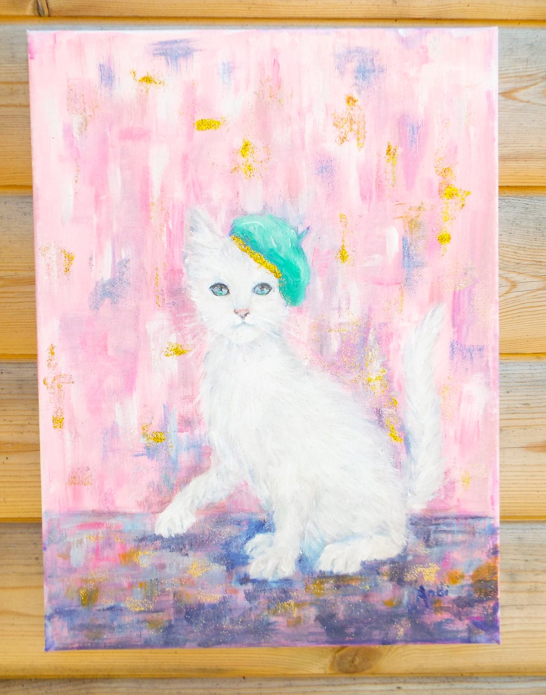 White Parisian Artist Cat Paris Cat French Cat Original - Etsy