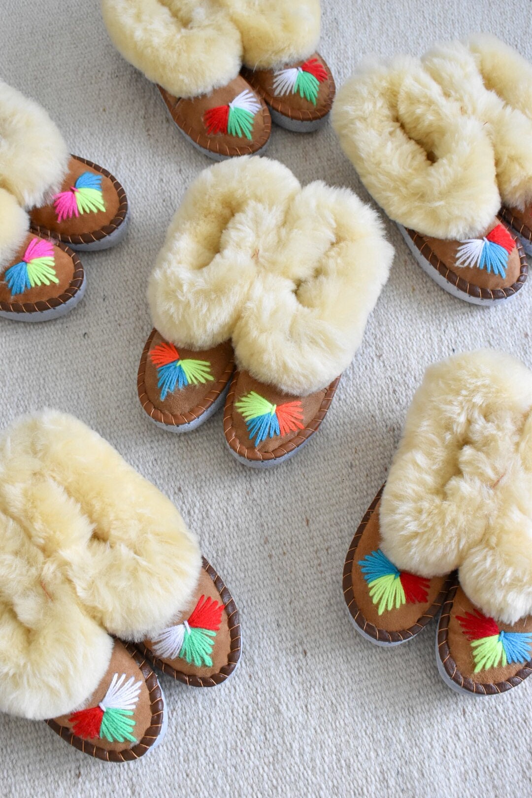 Lucky Dip Sheepskin Moccasines Slippers Natural Leather Fluffy Warm ...
