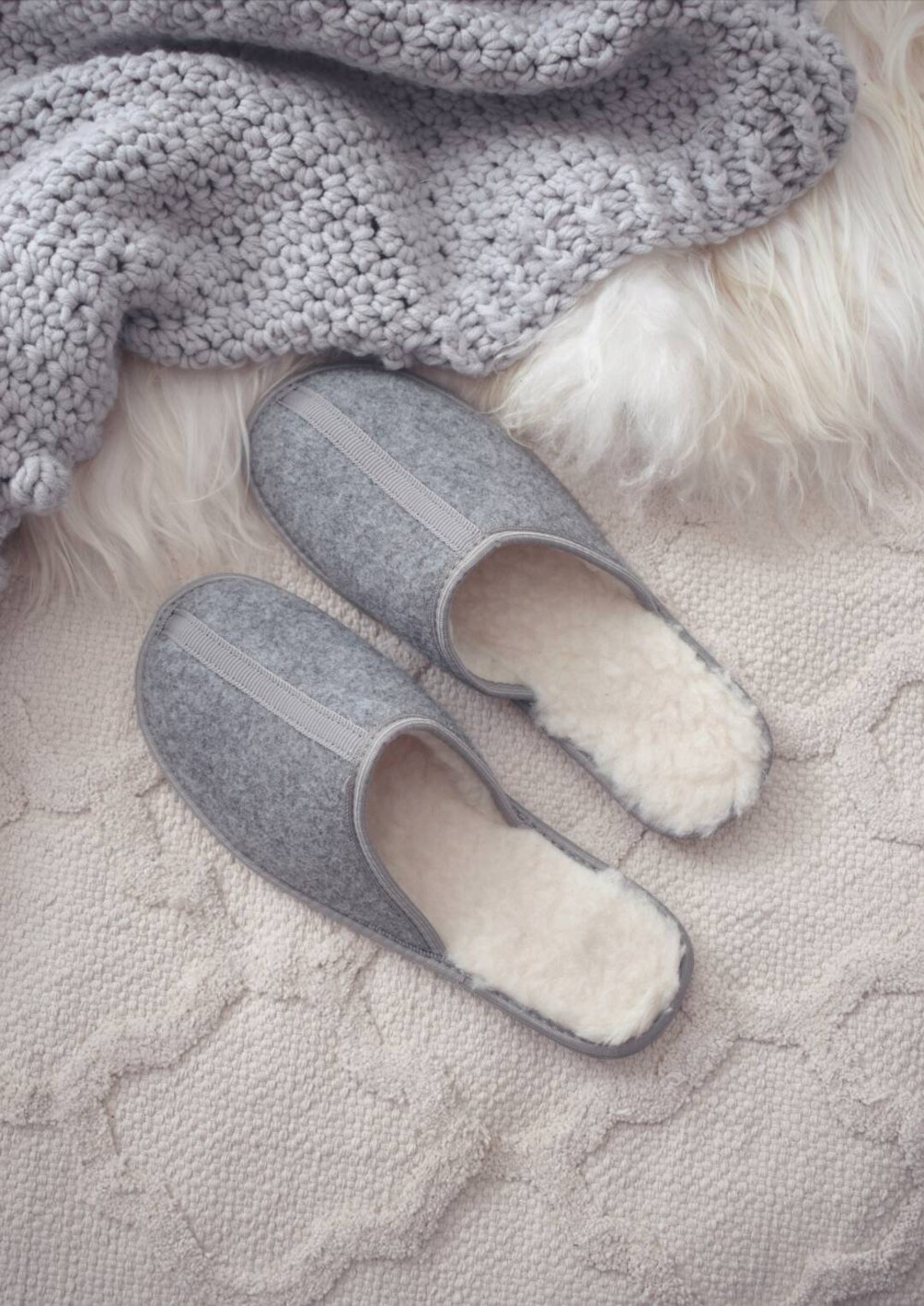 Men's Grey Slip-on Slippers - Etsy