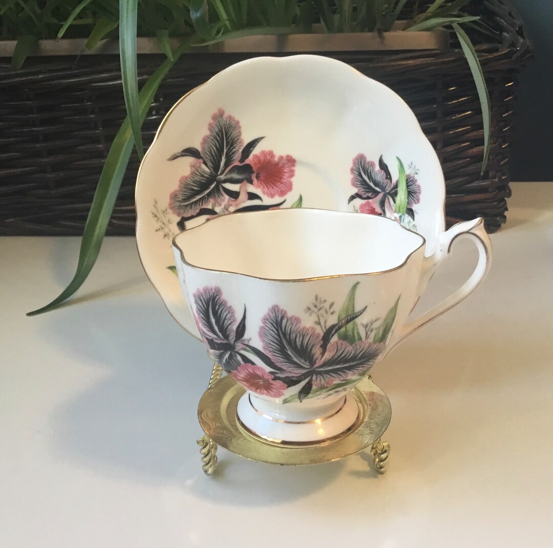 Queen Anne mardi Gras Tea Cup and Saucer Made in England - Etsy