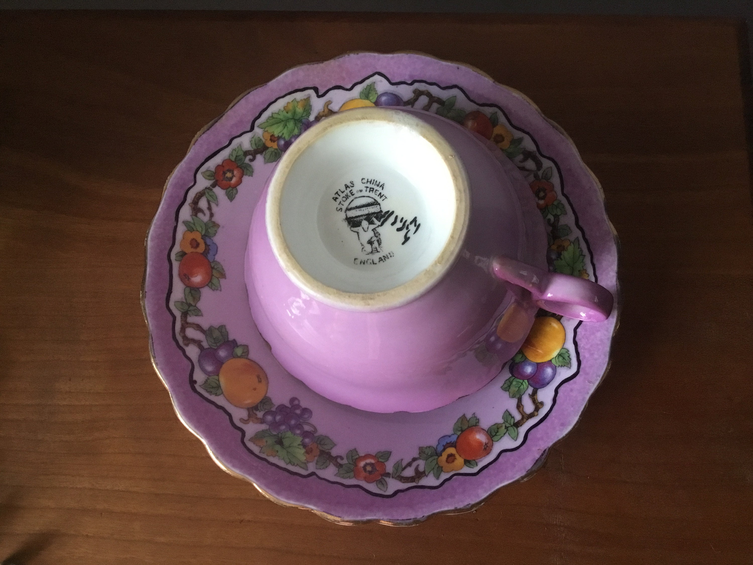 Vintage Atlas China Stoke on Trent England Purple With Fruit Tea Cup ...