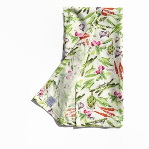 Vegetable Tea Towels, Set of 2, Kitchen Dish Towels With Asparagus, Artichokes, Carrots, Radish ...