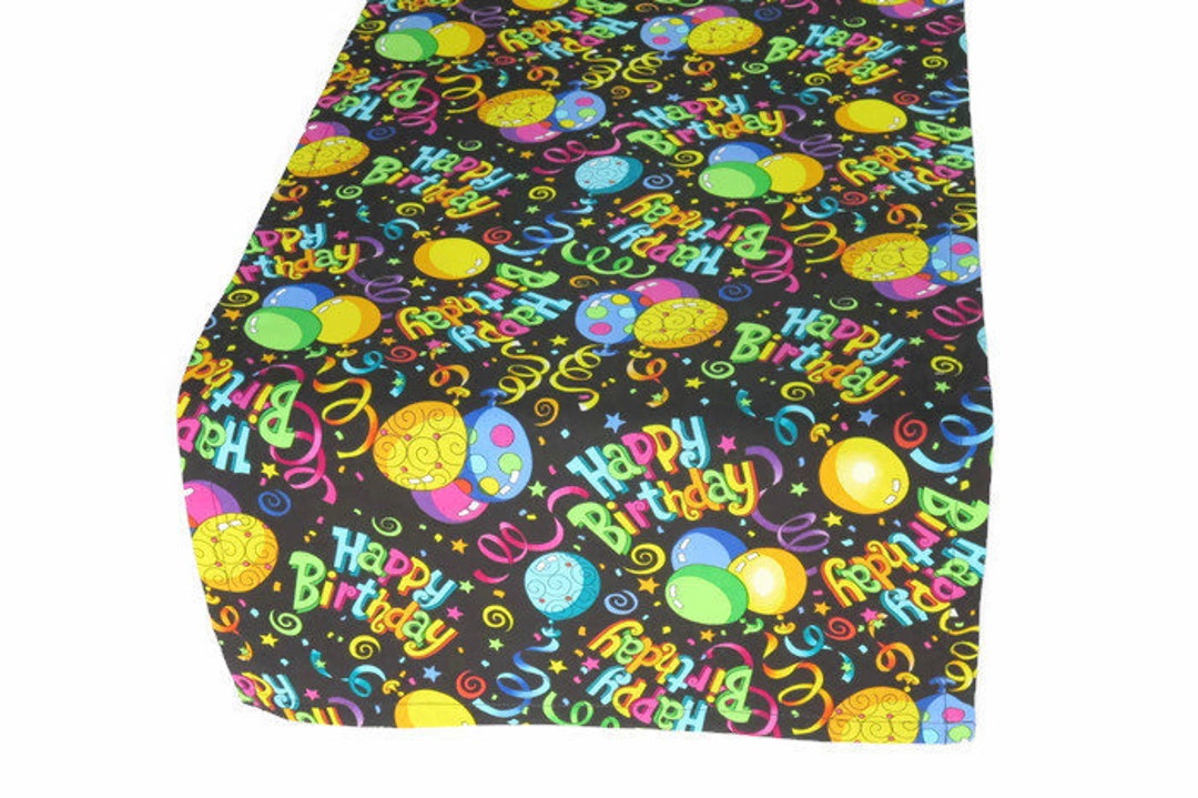 Happy Birthday Cloth Table Runner in 8 Lengths, With Balloons ...