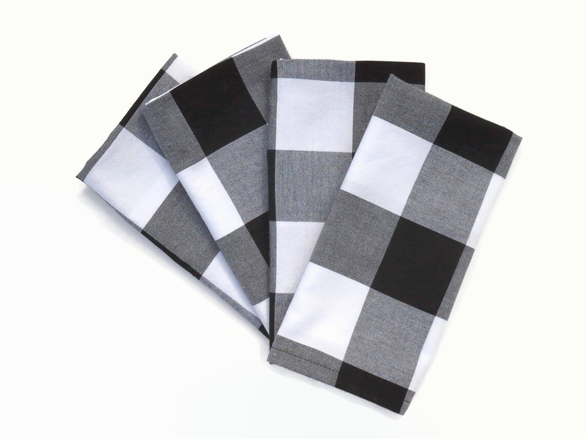 Black & White Buffalo Check Cloth Napkins Set of 4 or 6 100% - Etsy