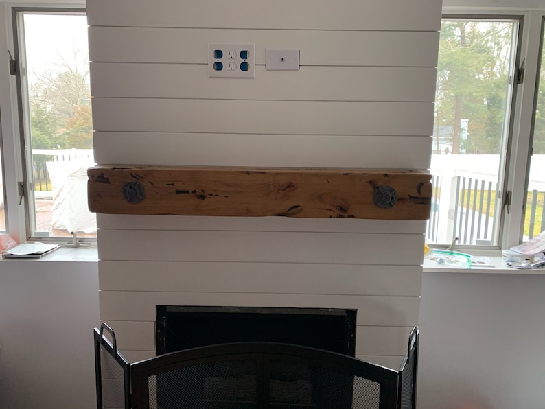 Rustic Floating Mantel Shelf, Distressed Barn Wood Beam, Farmhouse ...