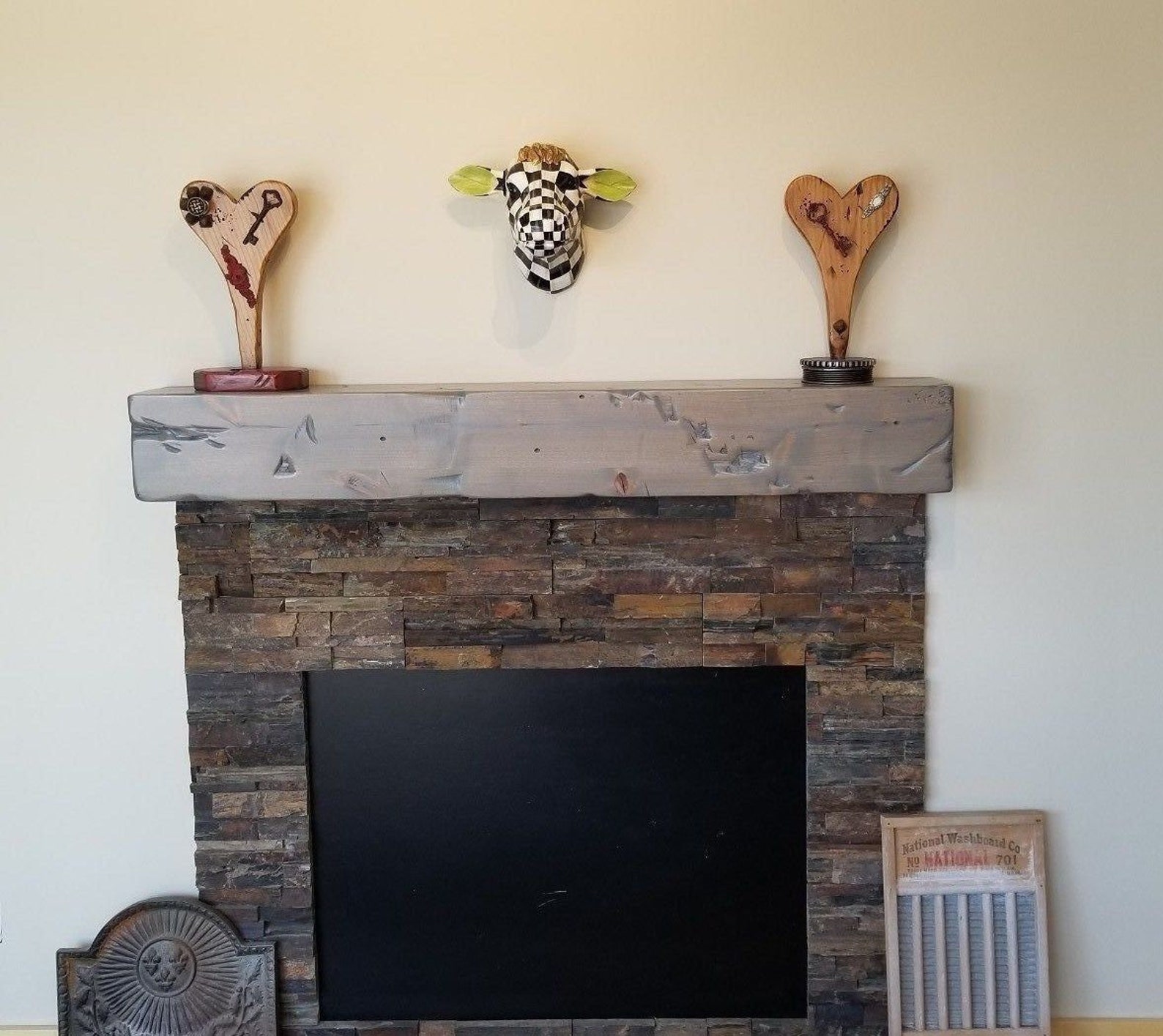 Fireplace Mantel Floating Beam Rustic Salvaged Barnwood - Etsy