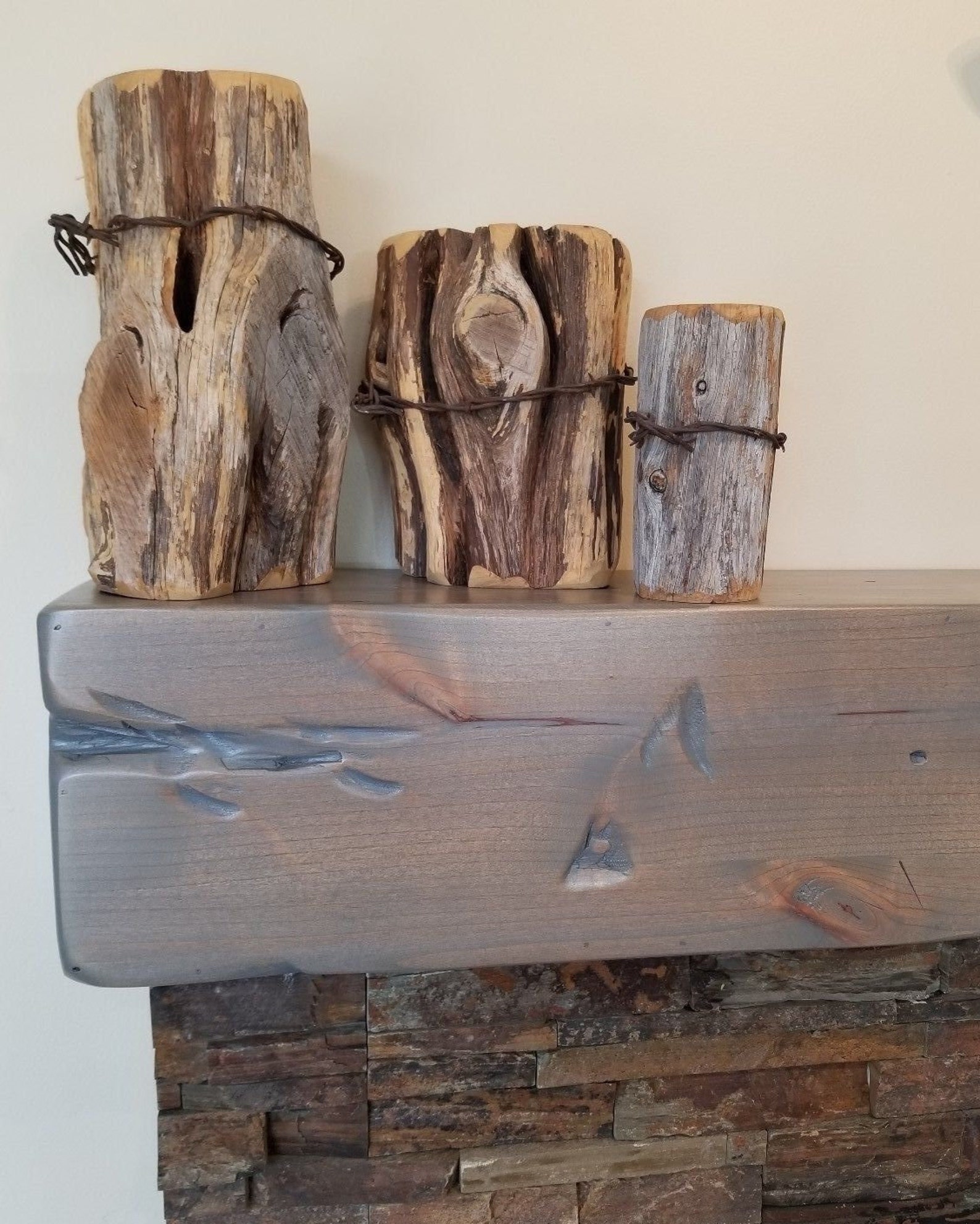 Fireplace Mantel Floating Beam Rustic Salvaged Barnwood - Etsy