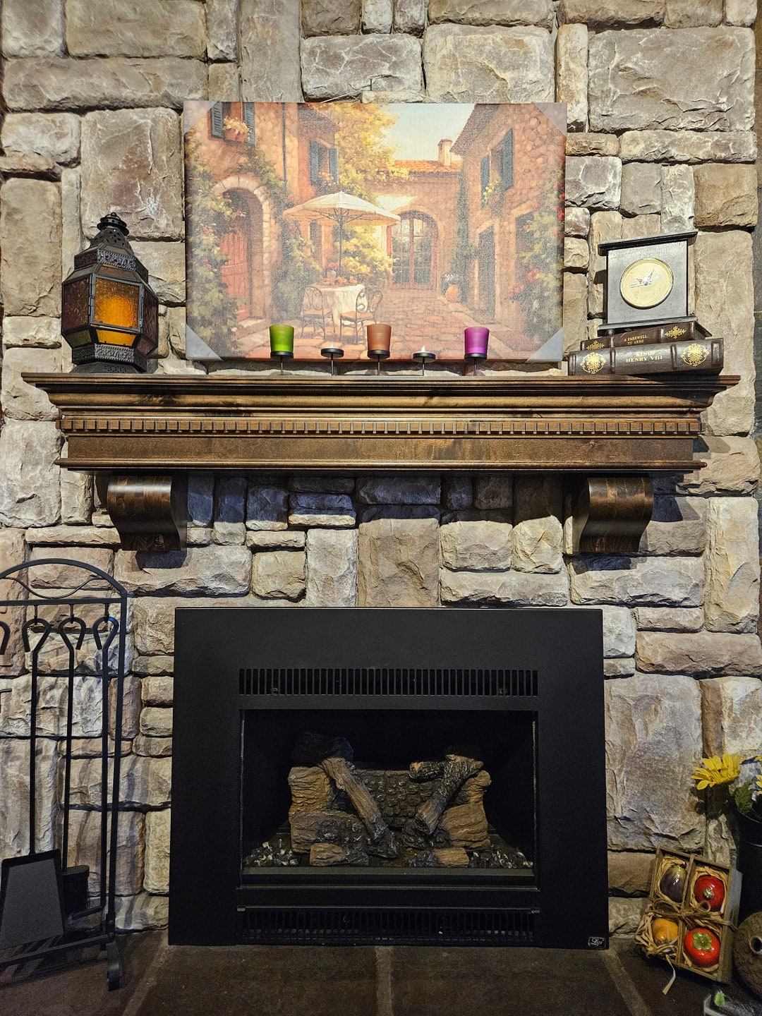 Fireplace Mantel Handmade "snake River" Model, With Dark Walnut Stain ...