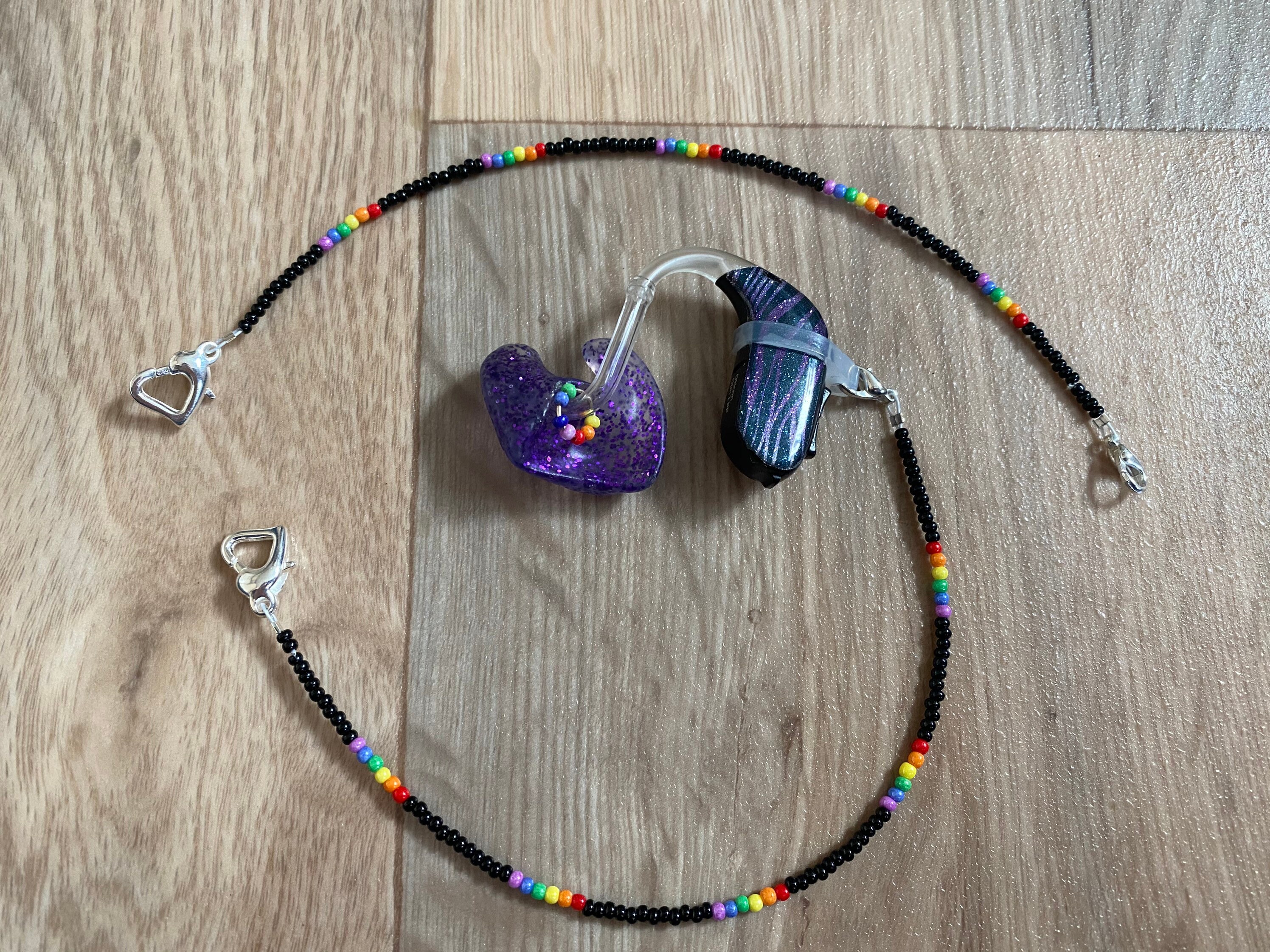 Black Rainbow Hearing Aid Retainers | Etsy