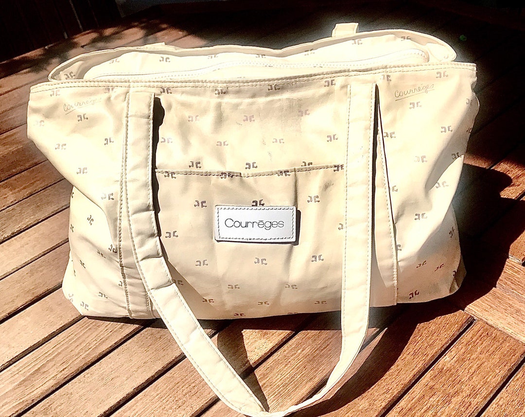 Courreges, Handbag, Off-white Vinyl, Monogram Patterns, Vintage 70 - Etsy