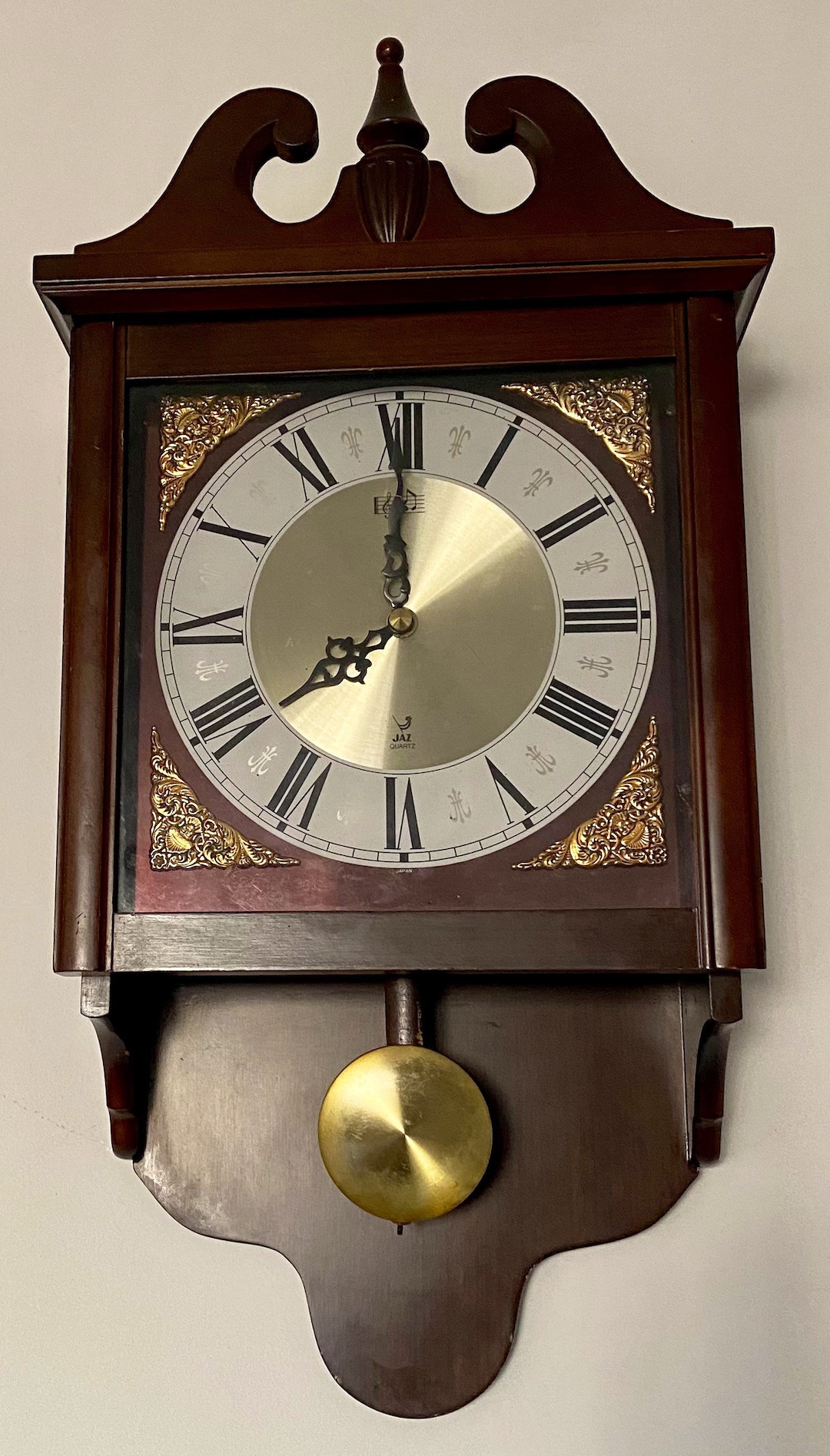 Vintage Wall Clock, Jaz Quartz, Battery-powered Movement, Cherry Wood ...