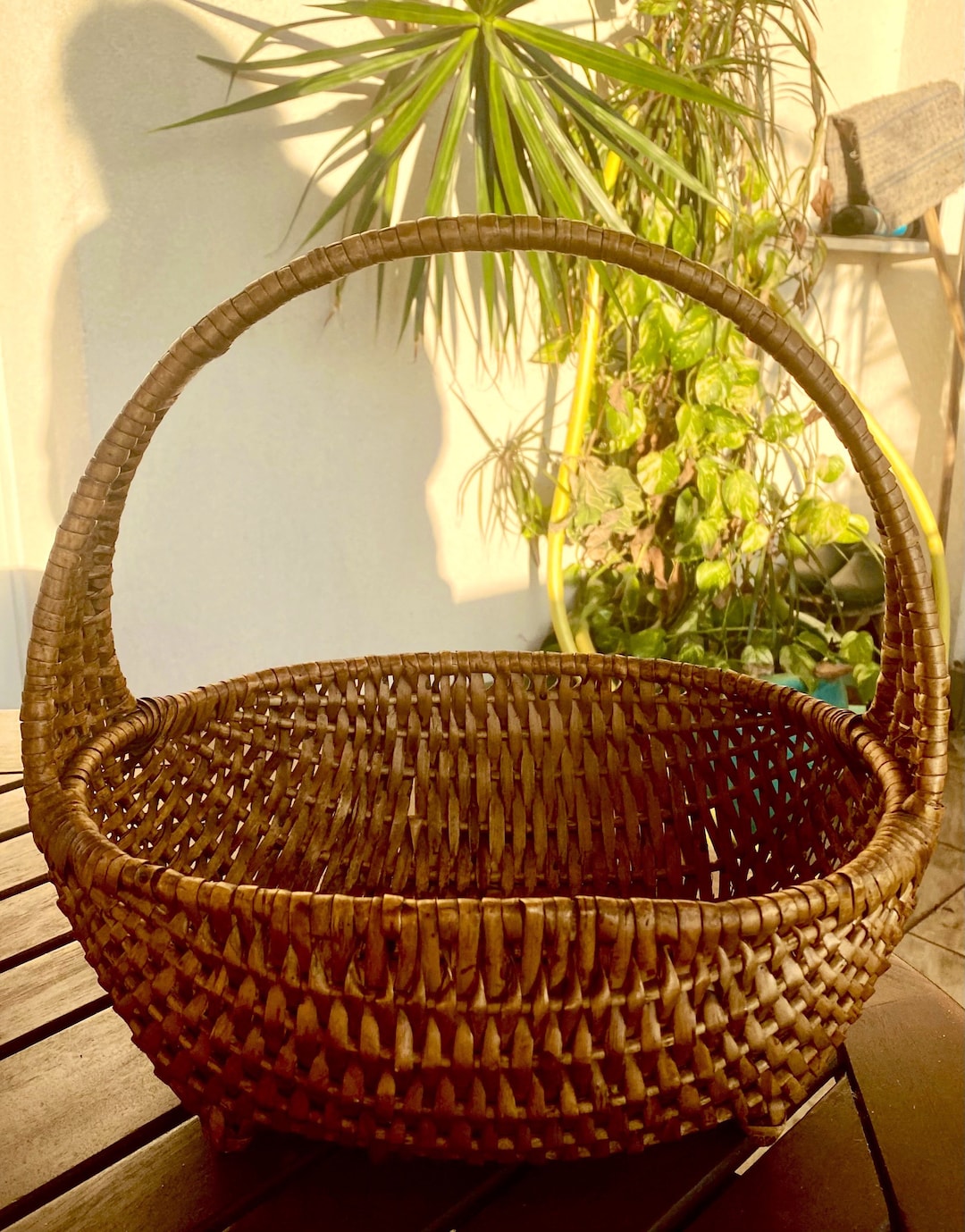Basket in Braided Wicker, Oval, With Handle, Vintage 60s, Handmade - Etsy
