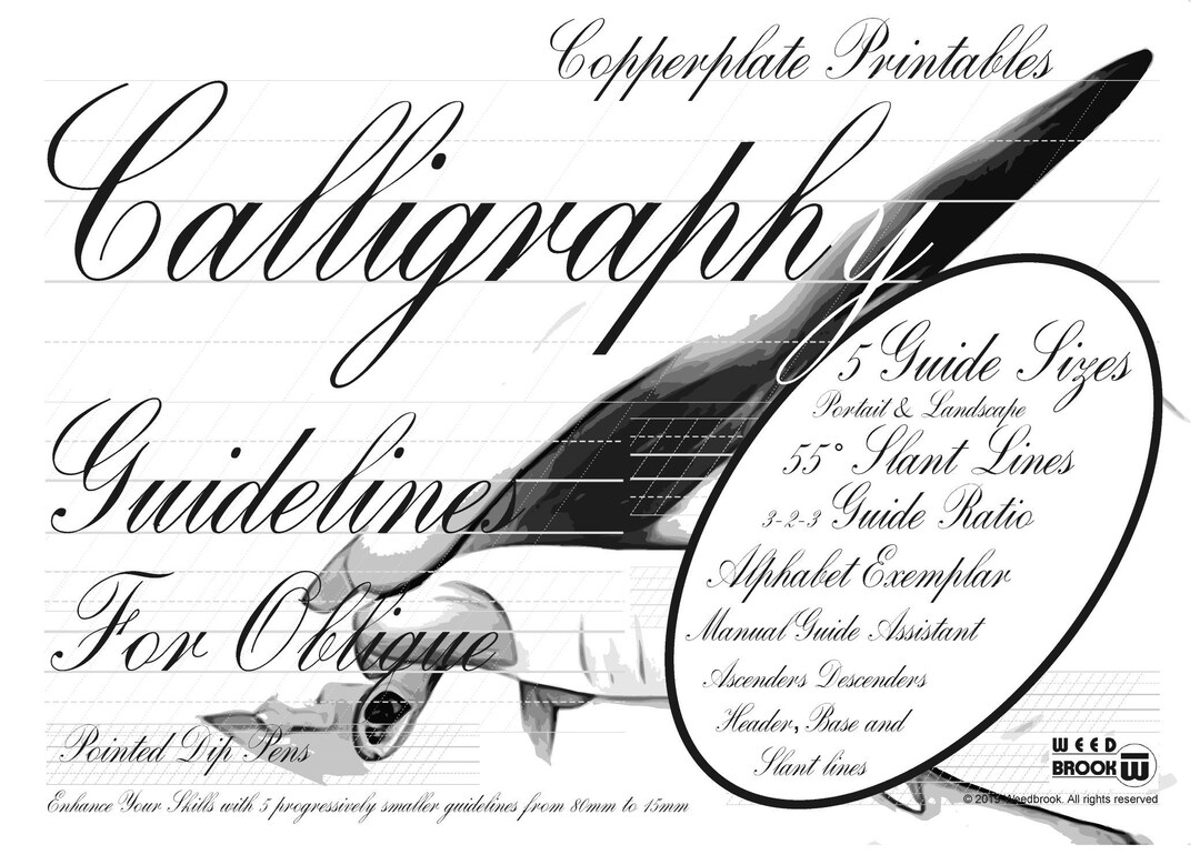 Hand Lettering Guide Letter Size Printable 55 Slant Copperplate ...