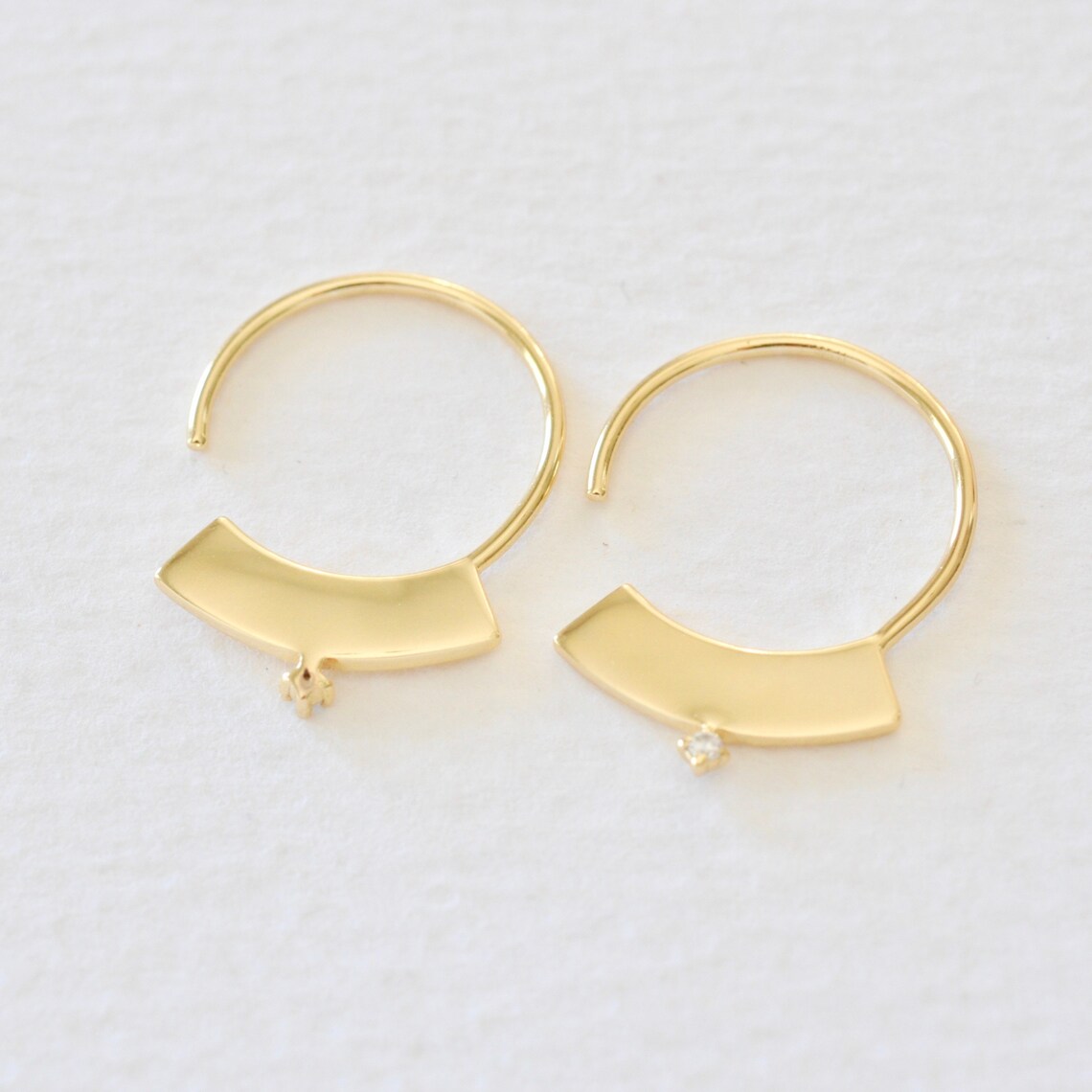 Gold Simple Hoops with a Flare Everyday Small Hoops Sterling | Etsy