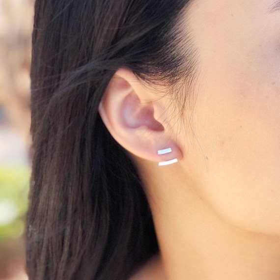 Double Bar Ear Jacket Geometric Statement Earrings Modern | Etsy