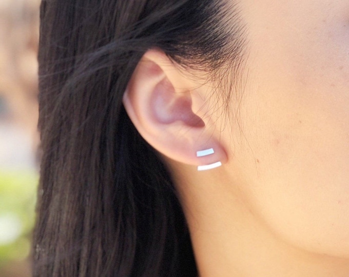 Double Bar Ear Jacket, Geometric Statement Earrings, Modern Simple Ear ...