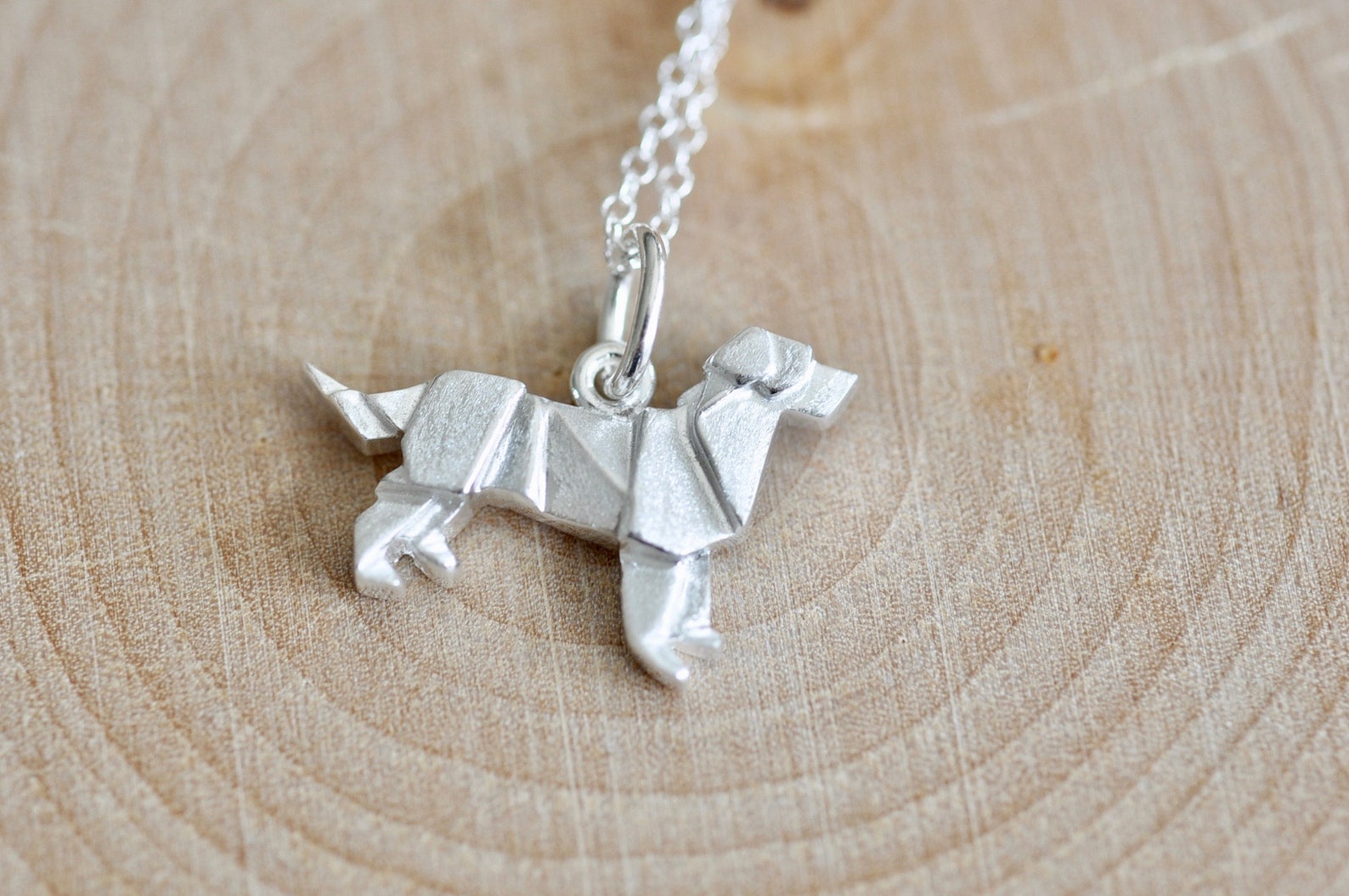 Origami DOG Necklace in Sterling Silver 925 Silver Dog - Etsy