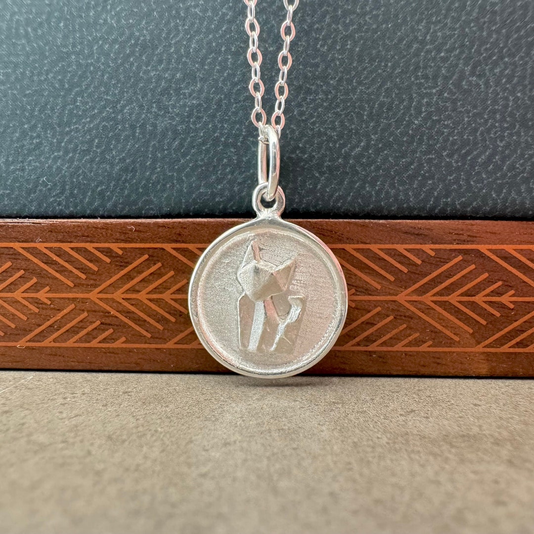 Origami Fox Necklace, Sterling Silver Disc Pendant, Jamber Jewels - Etsy