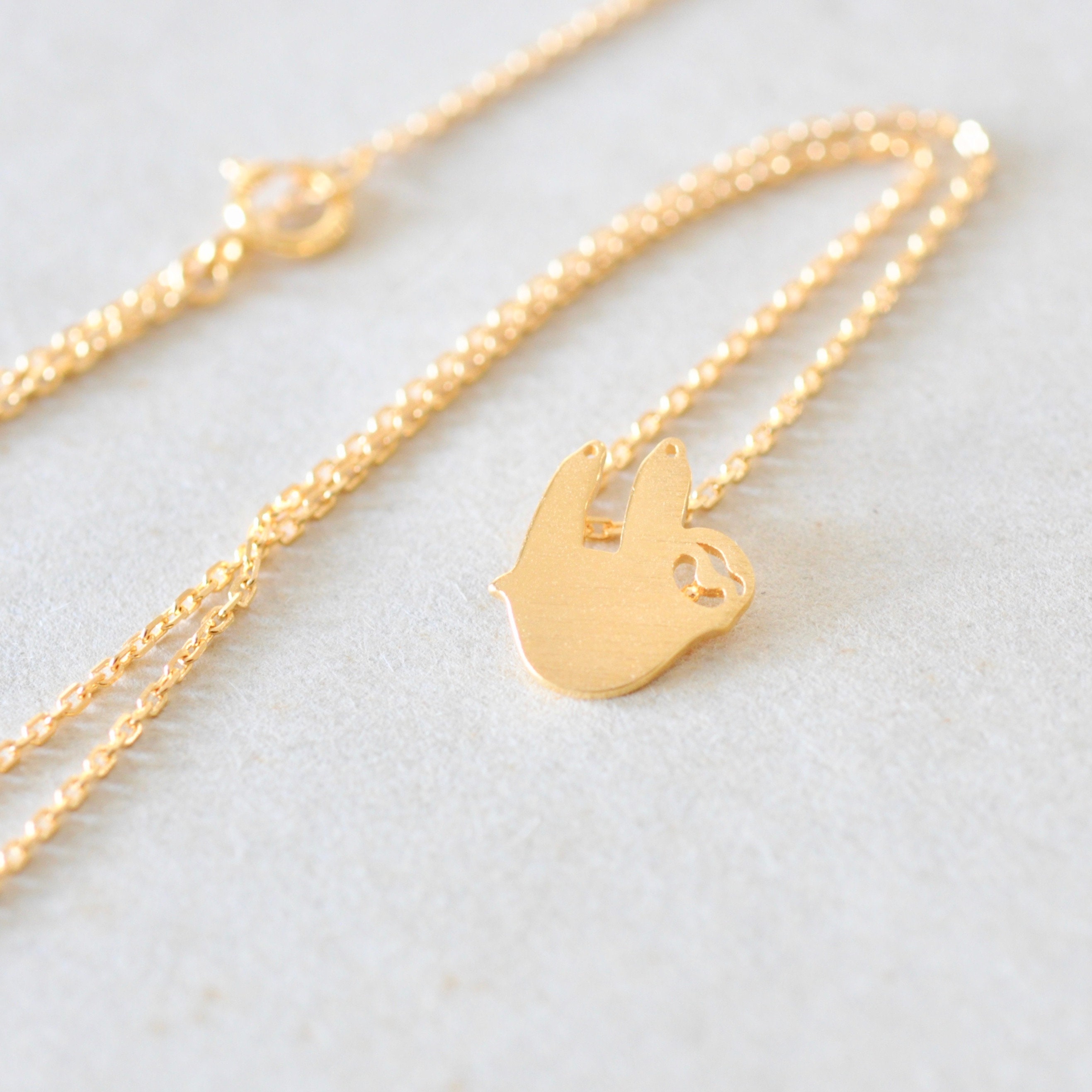 Adorable Sloth Necklace Sterling Silver Sloth Necklace Gold | Etsy